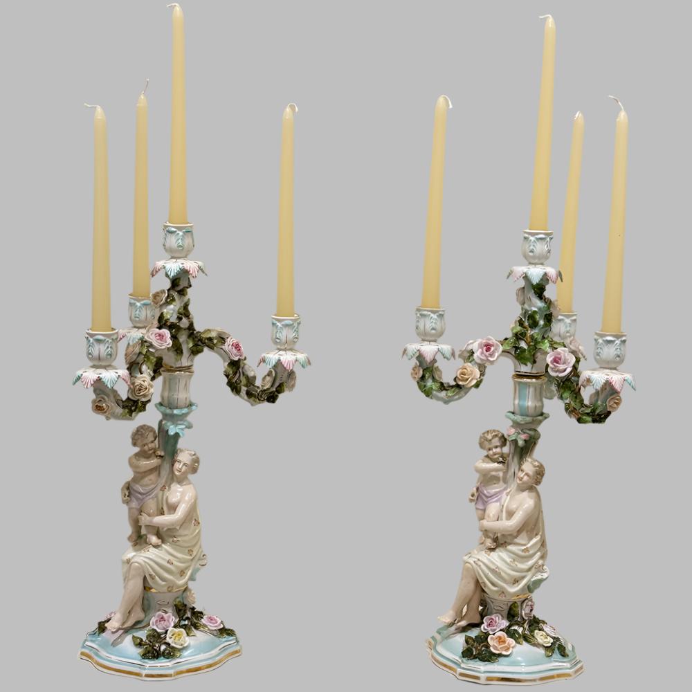 Pair of 19th Century Sitzendorf Candelabra – Max Buston Design