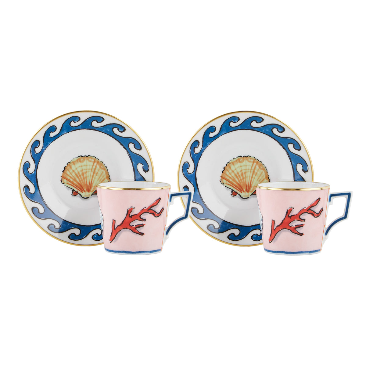 Ginori Set of Pink Espresso Cups with Gold Rims – Max Buston Design